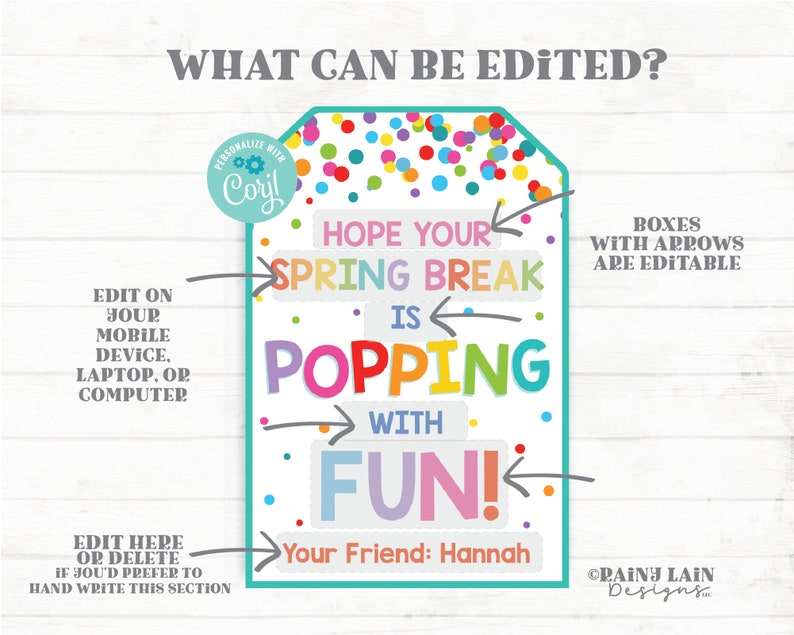 Hope Your Spring Break is Popping With Fun Tags Spring Gift - Etsy