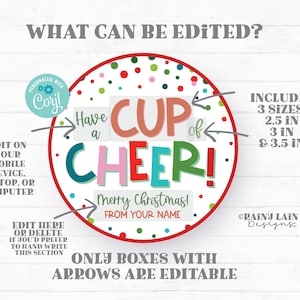 Have a Cup of Cheer Tag Round Christmas Gift Hot Chocolate Cocoa Mug ...
