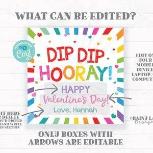 Dip Dip Hooray Tag, Happy Valentine's Day, Candy Dip Preschool Fun ...