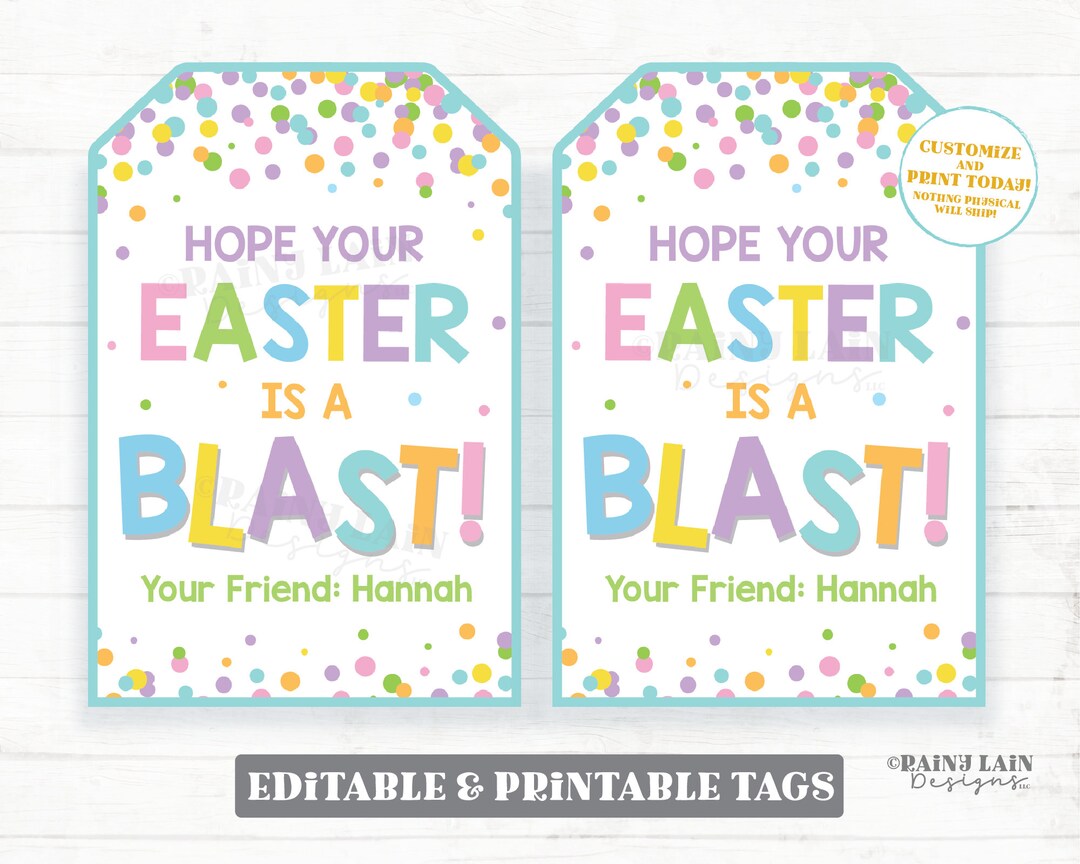 Hope Your Easter is a Blast Tags Spring Break Gift Tags Water Toy ...