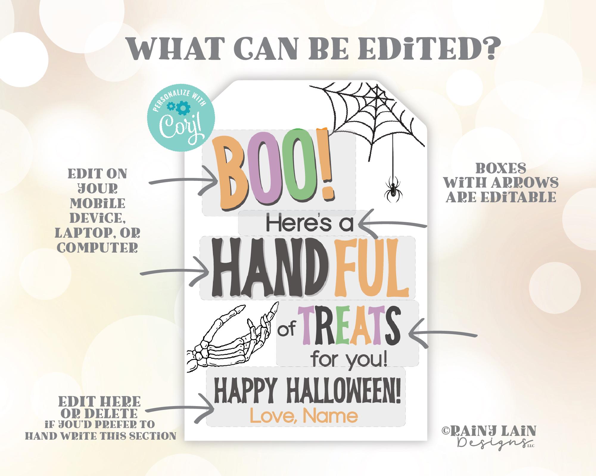 Boo Here's a Handful of Treats for You Student Gift Tag, Hand Shaped ...