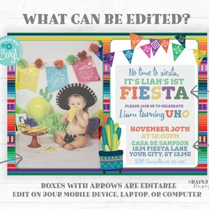 First Fiesta Invitations Printable First Fiesta Invite With Photo Uno ...