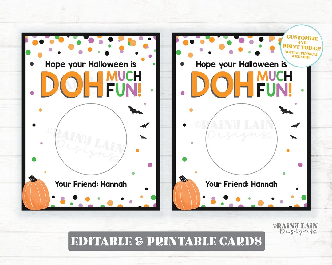 Halloween Doh Much Fun Card Play Dough Halloween Gift Doh Student From ...