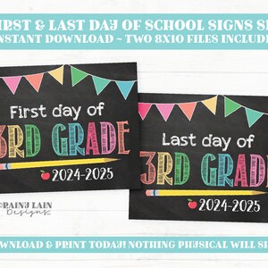 First and Last Day of 3rd Grade Sign Set 1st Day and Last Day of Third ...