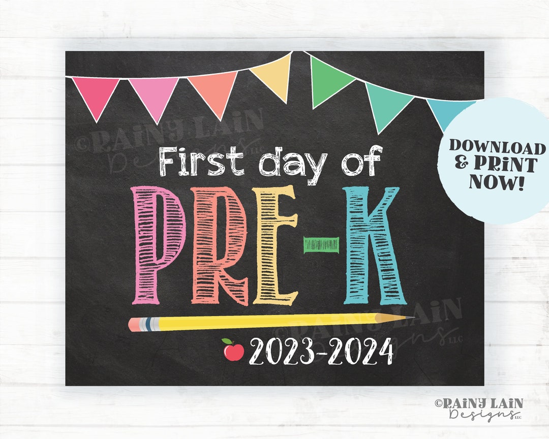 First Day of Pre-k Sign Girl Printable First Day of School - Etsy