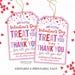 Valentine Treat Tag, Editable Appreciation Gift Printable - Etsy