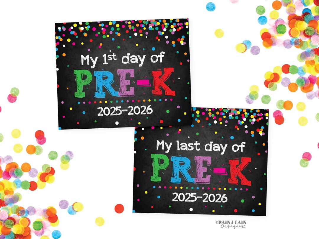 First and Last Day of Pre-k Sign Set Back to School Chalkboard ...