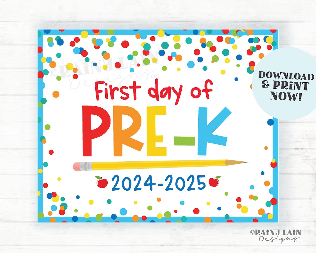 First Day of Pre-k Sign Back to School Printable 1st Day of Pre ...