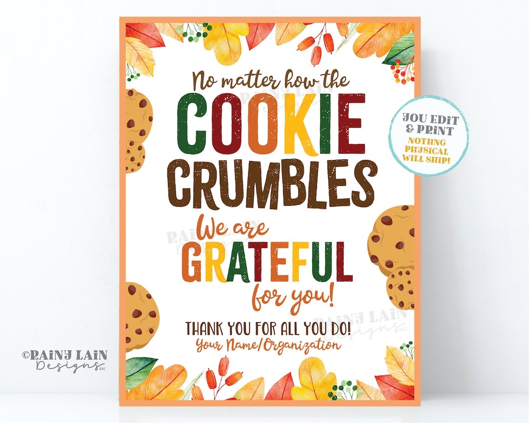 No Matter How the Cookie Crumbles Sign Grateful for You Fall Autumn ...