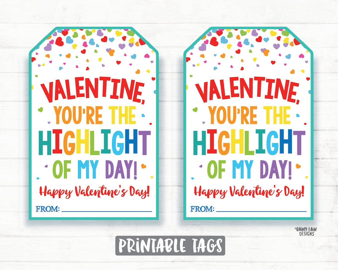 Highlighter Valentine Tags You're the Highlight of My Day - Etsy