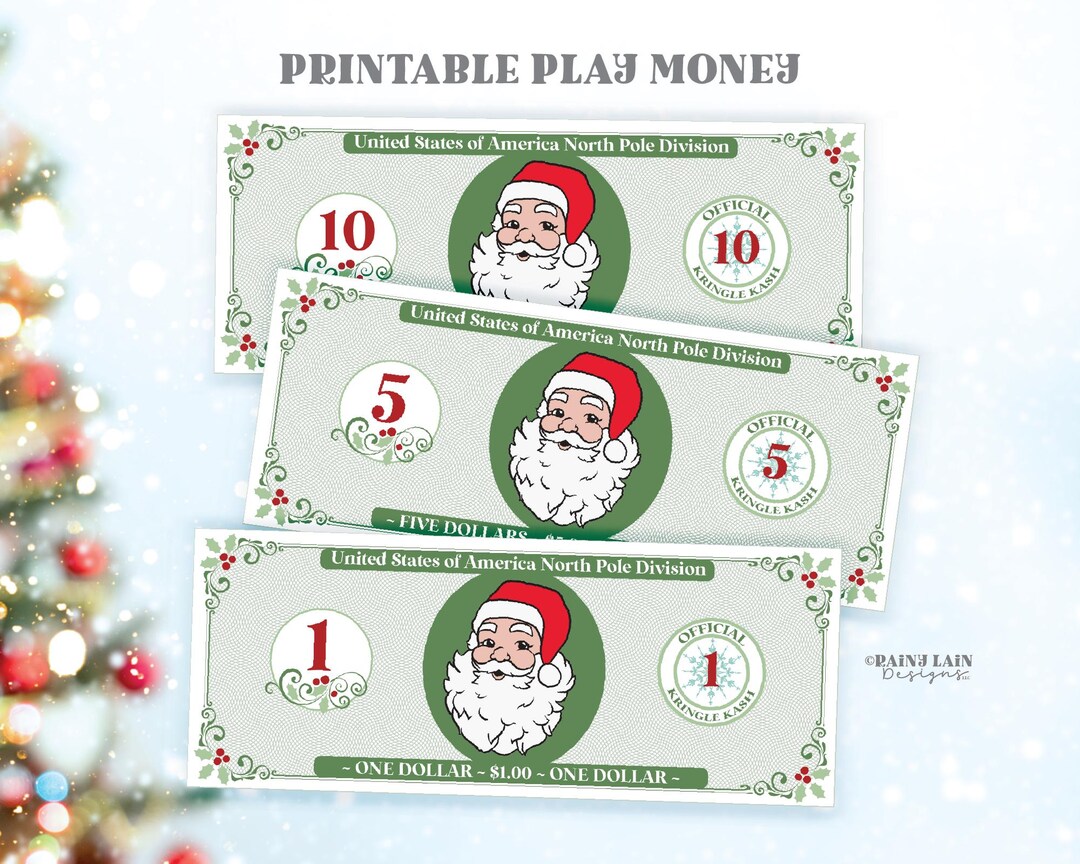 Printable Santa Bucks, Printable North Pole Play Money, Christmas ...