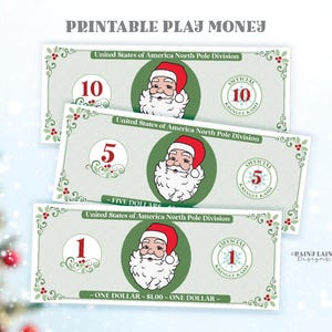 Printable Santa Bucks, Printable North Pole Play Money, Christmas ...