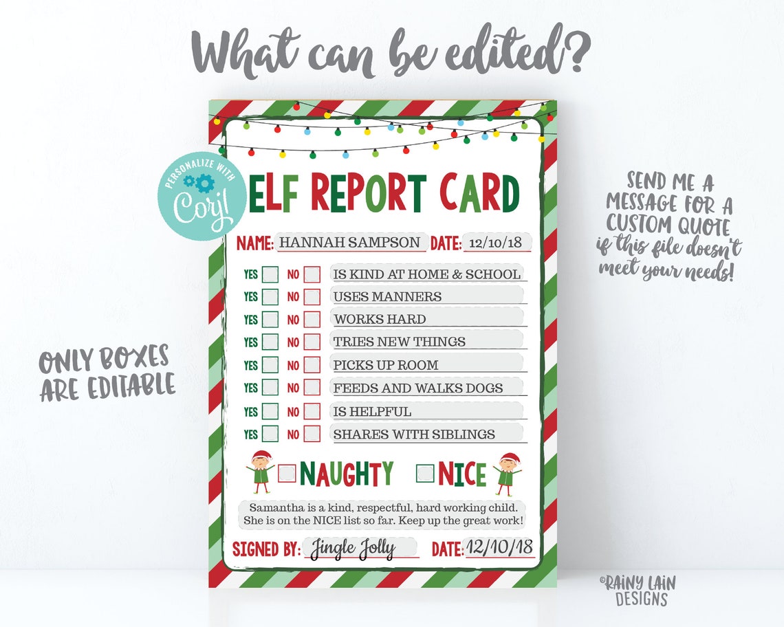 Editable Elf Report Card Printable Elf Report Official North - Etsy