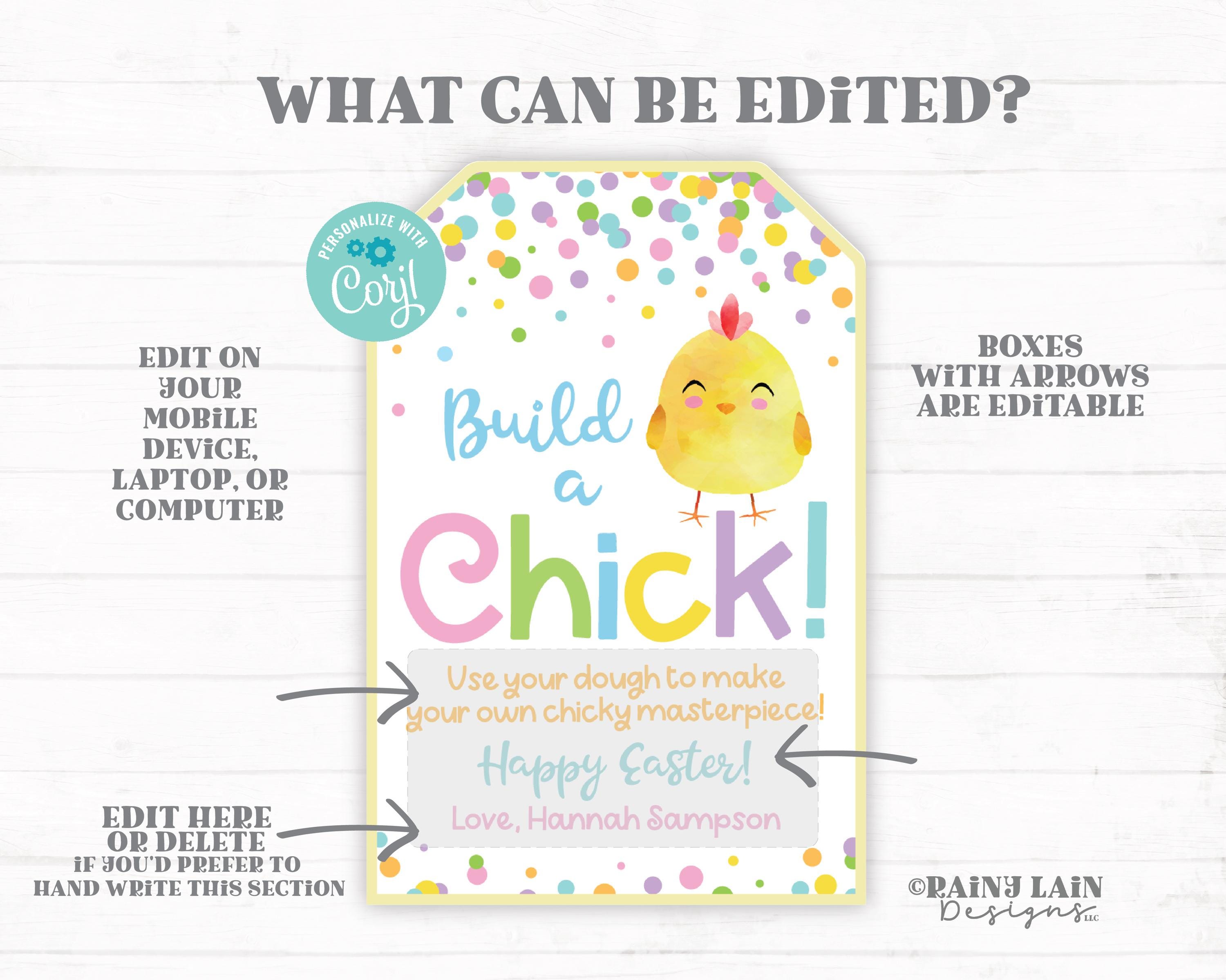 Build a Chick Tag, Play Dough Gift Tag, Easter Favor Tag, Spring Break ...