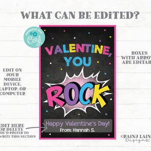 You Rock Valentine, Girl Superhero, Rocks Valentine, Pop, Chalkboard ...