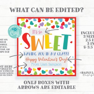 Sweet Having You in My Class, Valentine Treat Tag, From Teacher to ...