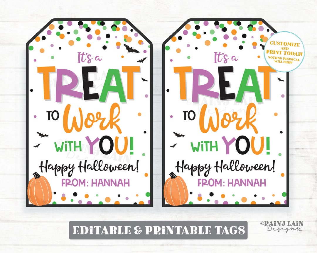 It's a Treat to Work With You Halloween Gift Tag Staff Appreciation Co ...