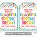Colorful Spring Break Tags Spring Gift Tags Coloring Book - Etsy