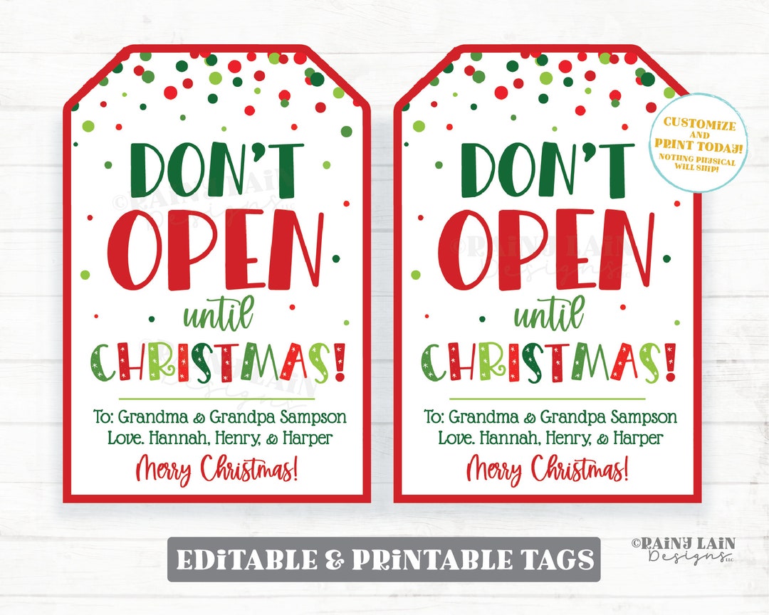 Don't Open Until Christmas Tags, Do Not Open Gift Eve Holiday Tag ...