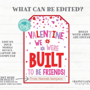 Valentine We Were Built to Be Friend Tag, Building Blocks, Puzzle Piece ...
