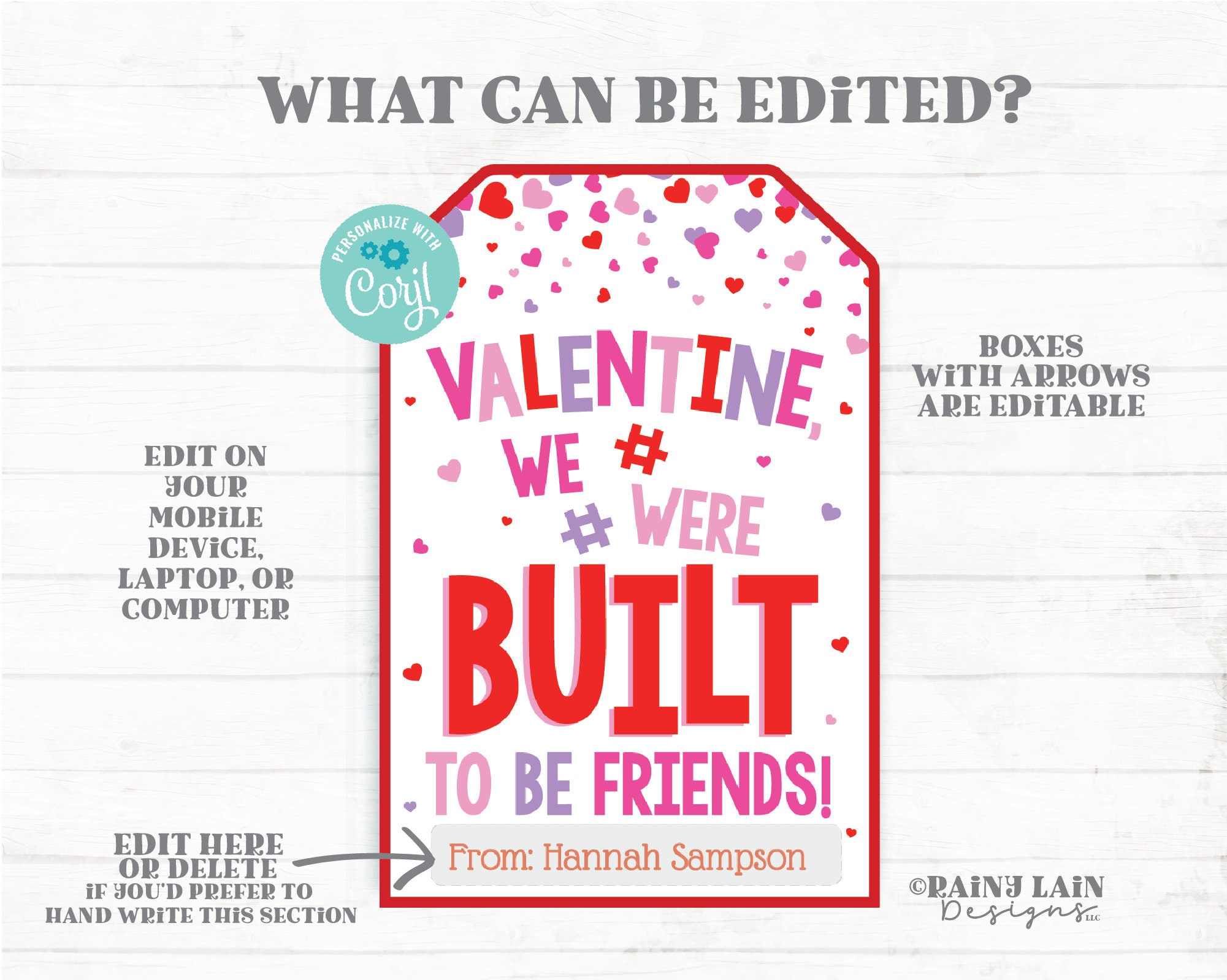 Valentine We Were Built to Be Friend Tag Building Blocks - Etsy