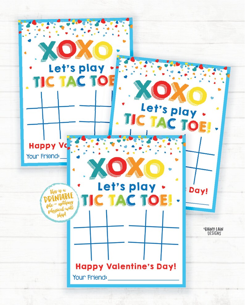 Tic Tac Toe Valentine Card, Tic-tac-toe Valentine, XOXO Valentine ...