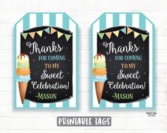 Ice Cream Favor Tags, Ice Cream, Ice Cream Party Decor, Favor Tags, Ice ...