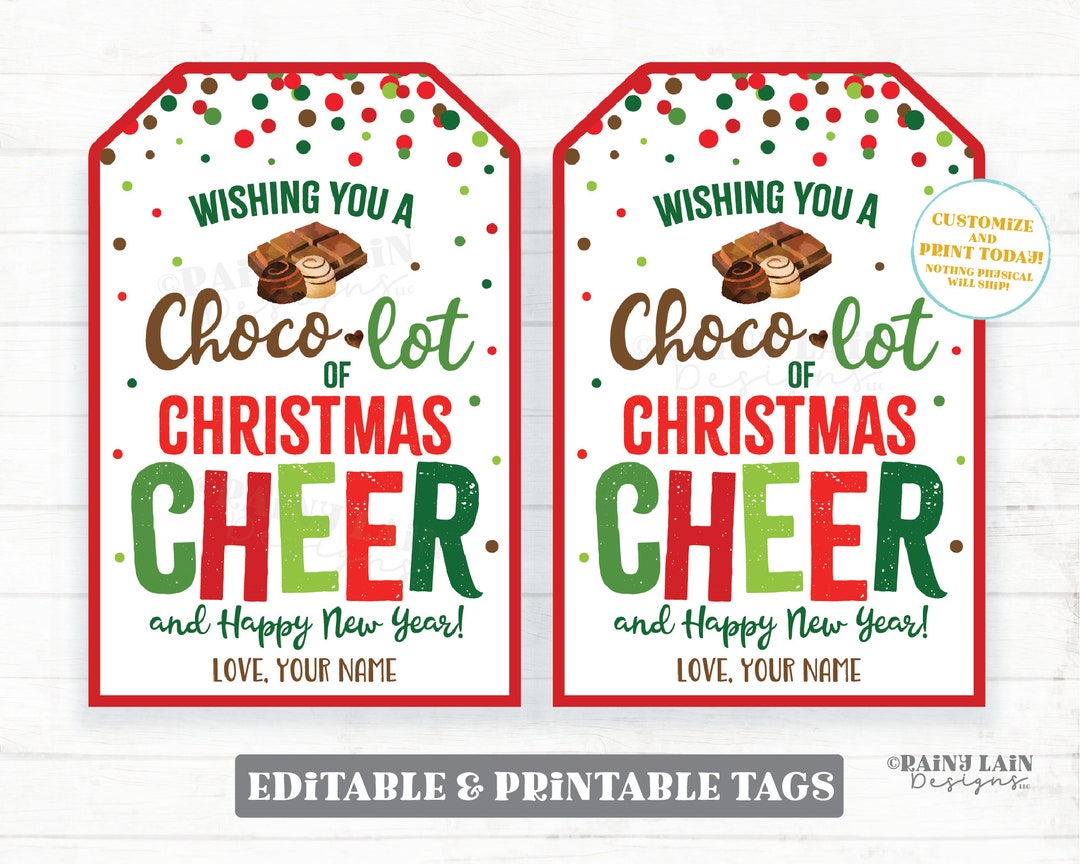 Christmas Chocolate Thank You Tag Holiday Appreciation Gift Tags Choco ...