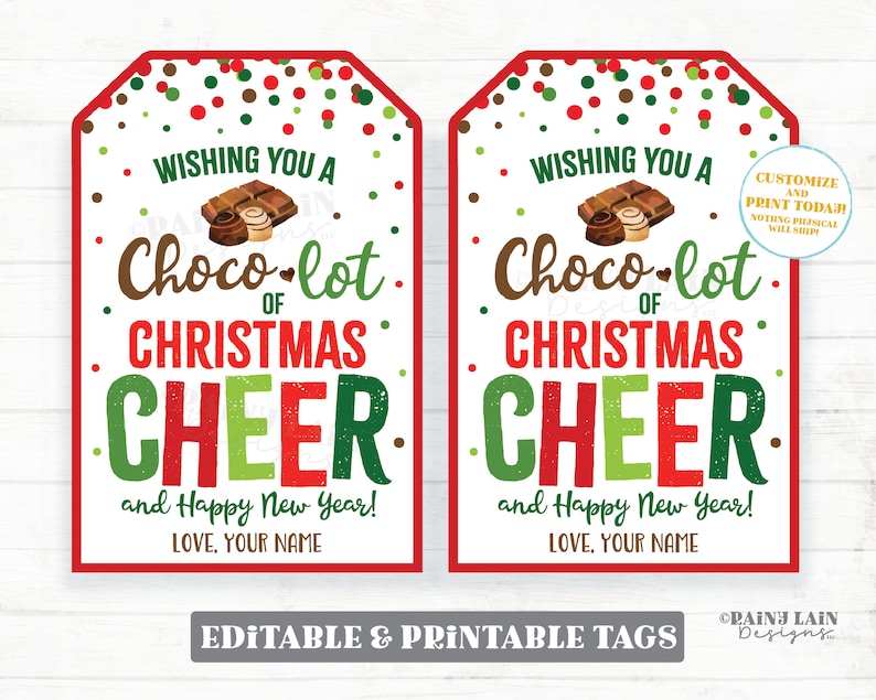 Christmas Chocolate Thank You Tag Holiday Appreciation Gift Tags Choco ...