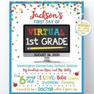 First Day of Virtual School Sign Template 1st Day of Virtual - Etsy