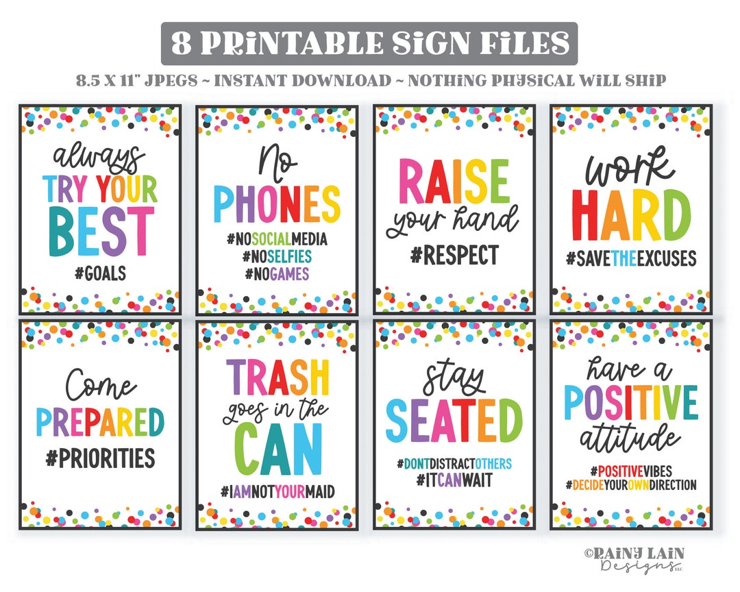 Printable Hashtag Signs, Posters for Bulletin Board, Classroom Rules ...