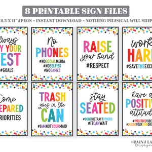 Printable Hashtag Signs, Posters for Bulletin Board, Classroom Rules ...