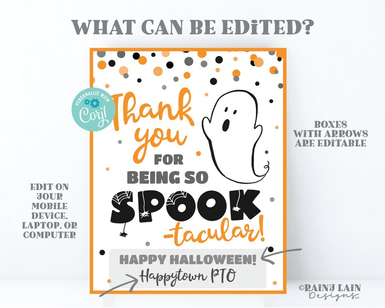 Thanks for Being Spook-tacular Sign Halloween Thank You Lounge Favor ...