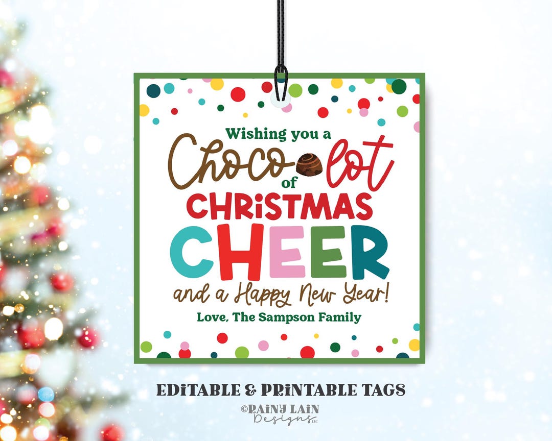 Choco-lot Gift Tag, Editable Christmas Chocolate Candy Staff Teacher ...