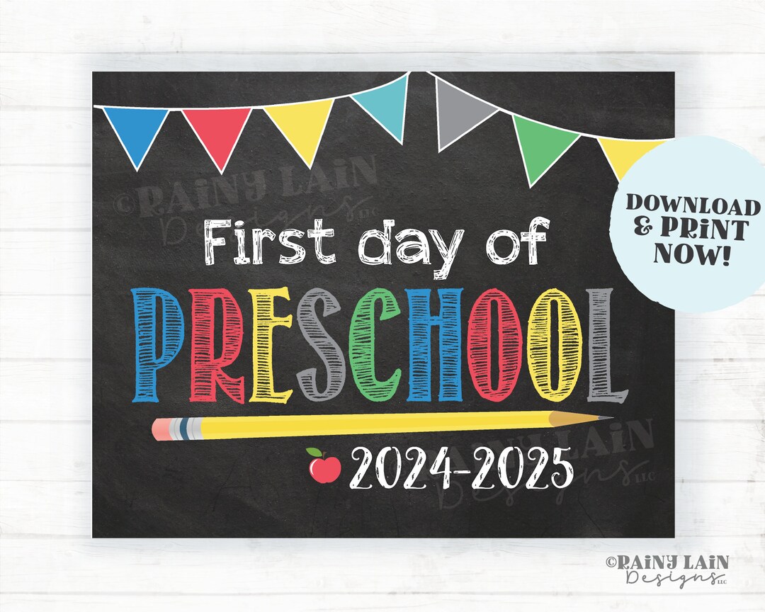 First Day of Preschool Sign Boy Printable First Day of School Sign Back ...