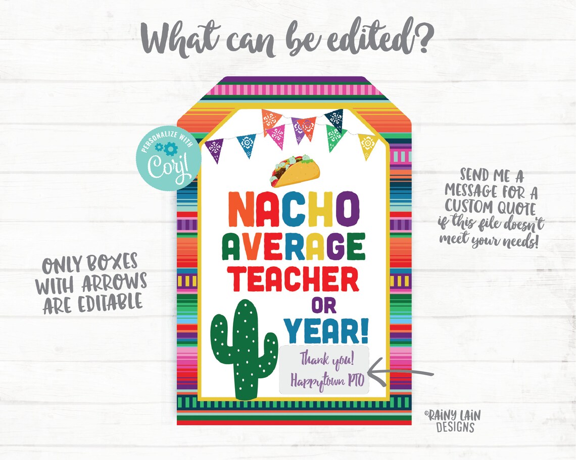 Nacho Average Teacher Tag Nacho Average Year 2020 | Etsy