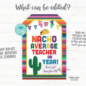 Nacho Average Teacher Tag, Nacho Average Year, 2020 Appreciation Chips ...