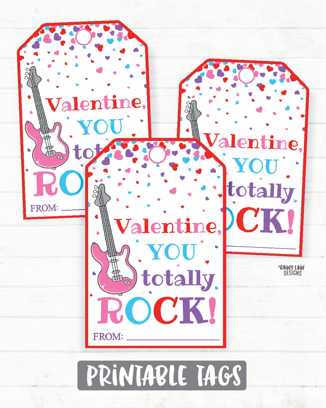 You Rock Valentine Rocks Guitar Pop Rock Painting Music | Etsy