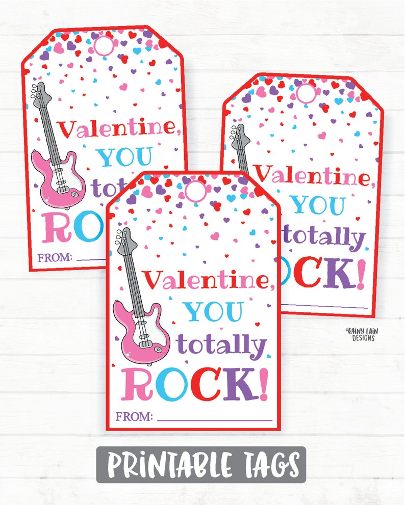 You Rock Valentine Rocks Guitar Pop Rock Painting Music | Etsy