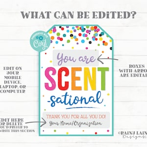 You Are Scent-sational Tag Staff Appreciation Teacher Thank You ...