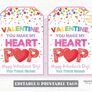 You Make My Heart Pop Valentine. Pop Valentine Tag, Lollipop Sucker ...