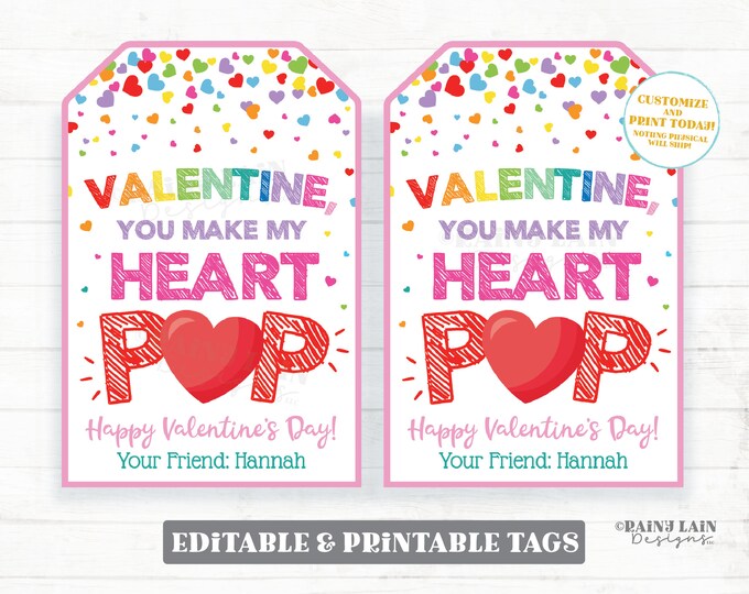 You Make My Heart POP Conversation Heart Printable Instant Download ...