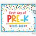 First Day of Pre-k Sign Back to School Printable 1st Day of Pre ...