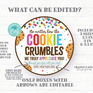 No Matter How the Cookie Crumbles Tag Circle We Appreciate You Gift ...