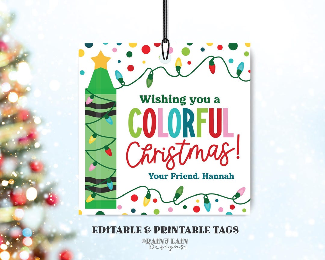 Editable Colorful Christmas Gift Tag, Crayon, Coloring Book, Classroom ...