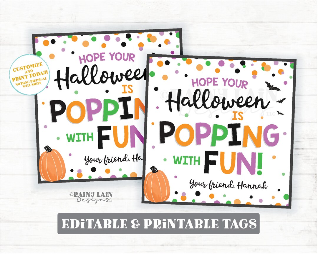 Halloween Pop Gift Tag Square Halloween is Popping With Fun Tag ...