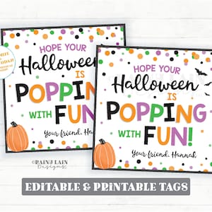 Halloween Pop Gift Tag Square Halloween is Popping With Fun Tag ...