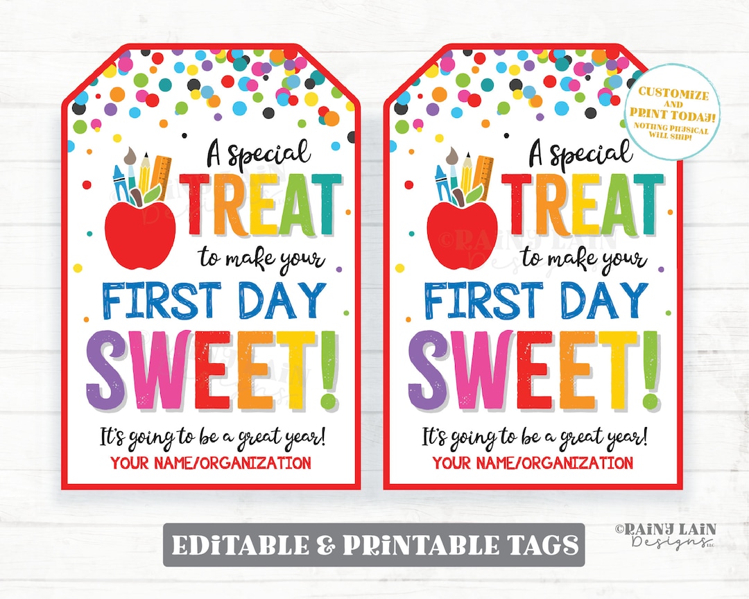 Treat to Make Your First Day Sweet Tag Welcome Back to School - Etsy