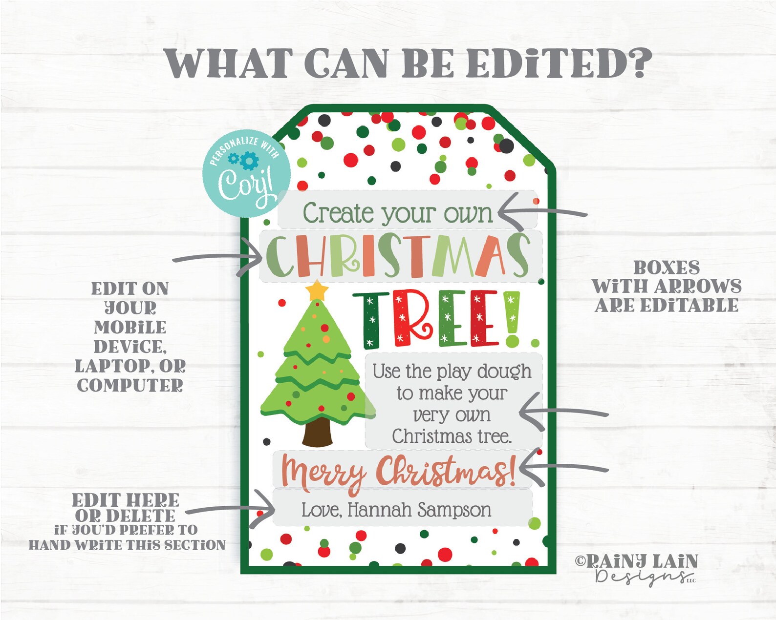 Create Your Own Christmas Tree Tag Make a Play Dough Tree Gift Doh ...