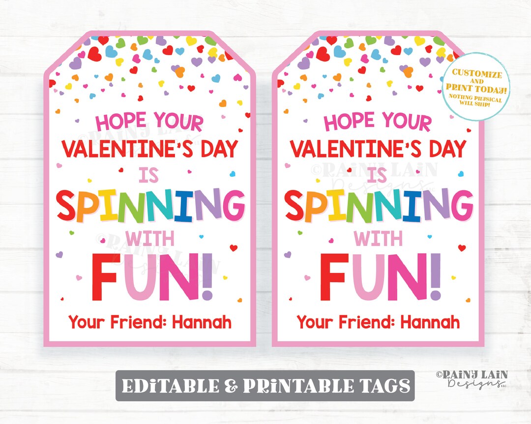 Spinner Valentine, Spinning With Fun Tag, Fidget Toy Gift Pop Spin ...